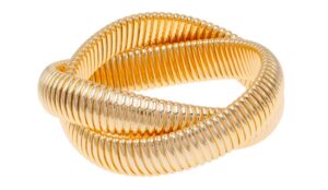 janis by janis savitt double cobra bracelet - high polished yellow gold with two interlocking 1/2 inch bands made in usa