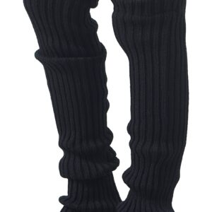 Leotruny Women's Winter Over Knee High Footless Socks Knit Leg Warmers (Black)