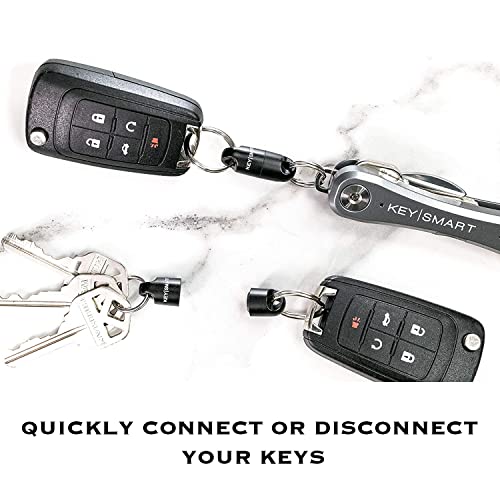 KeySmart MagConnect - Magnetic Quick Release Keychain Connector, Secure Pull-Apart Key Attachment Accessory (Black)