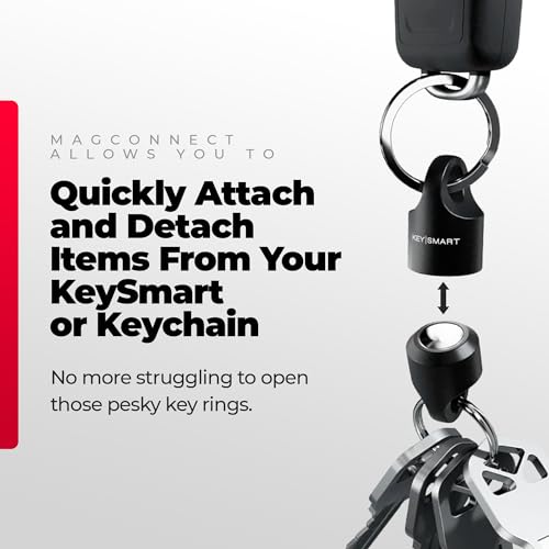 KeySmart MagConnect - Magnetic Quick Release Keychain Connector, Secure Pull-Apart Key Attachment Accessory (Black)