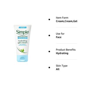 Simple Water Boost Hydrating Gel Cream, Face Moisturizer, 1.7 oz