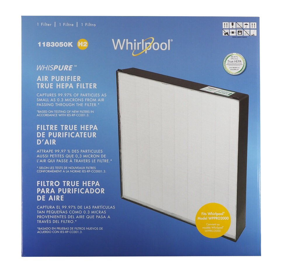 Whirlpool 1183050K True HEPA Filter (Extra Large) - Design to Fit Air Purifier Model WPPRO2000, 18.1x18.1 inch