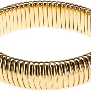 JANIS BY JANIS SAVITT Single Cobra Bracelet - High Polished Yellow Gold 1/2 Inch Wide Flexible Bangle Cuff MADE IN USA