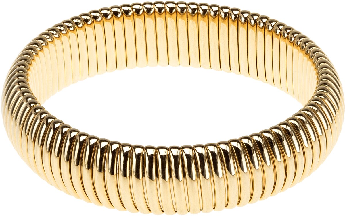 JANIS BY JANIS SAVITT Single Cobra Bracelet - High Polished Yellow Gold 1/2 Inch Wide Flexible Bangle Cuff MADE IN USA