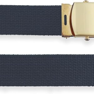 Thomas Bates Cargo Cotton Military Brass Buckle Web Belt (Navy)