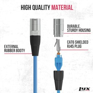 LyxPro 50 Feet Shielded CAT6 Ethercon Cable - Professional Audio & Lighting RJ45 Cable, Studio-Grade Sound Transmission, Extreme Durability - Blue