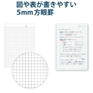 KOKUYO D Shaped Soft Ring Notebook, 5mm Grid Ruled, 70 Sheets, A6, Black, Japan Import (SU-SV457S5-D)