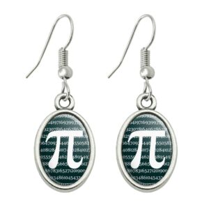 pi math geek nerd 3.14 novelty dangling drop oval charm earrings