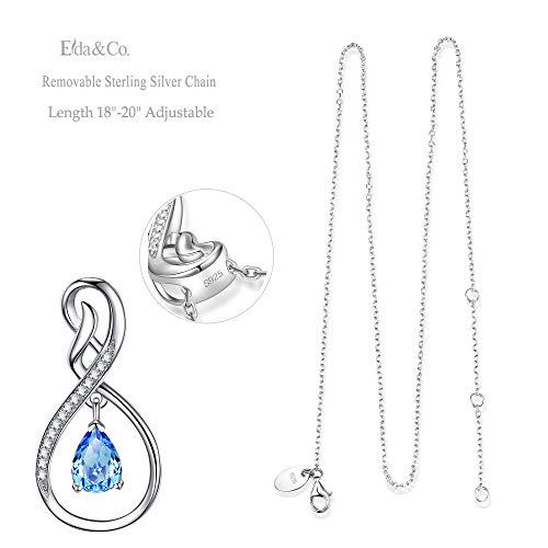 ELDA & CO. Birthday Gifts for Wife March Birthstone Aquamarine Necklace Mom Forever Love Infinity Pendant Sterling Silver Necklace