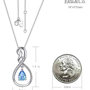 ELDA & CO. Birthday Gifts for Wife March Birthstone Aquamarine Necklace Mom Forever Love Infinity Pendant Sterling Silver Necklace