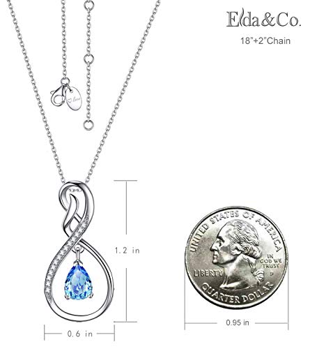 ELDA & CO. Birthday Gifts for Wife March Birthstone Aquamarine Necklace Mom Forever Love Infinity Pendant Sterling Silver Necklace