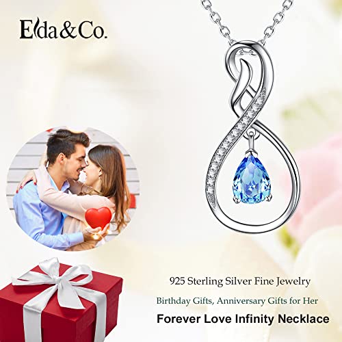 ELDA & CO. Birthday Gifts for Wife March Birthstone Aquamarine Necklace Mom Forever Love Infinity Pendant Sterling Silver Necklace