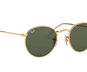 Ray-Ban RB3447N Round Flat Lens Sunglasses, Gold/G-15 Green, 53 mm