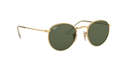 Ray-Ban RB3447N Round Flat Lens Sunglasses, Gold/G-15 Green, 53 mm