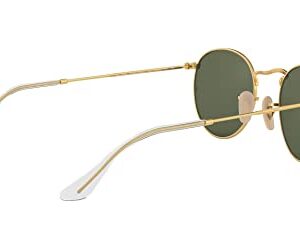 Ray-Ban RB3447N Round Flat Lens Sunglasses, Gold/G-15 Green, 53 mm