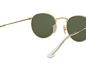 Ray-Ban RB3447N Round Flat Lens Sunglasses, Gold/G-15 Green, 53 mm