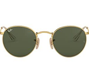 Ray-Ban RB3447N Round Flat Lens Sunglasses, Gold/G-15 Green, 53 mm