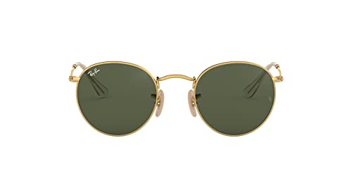 Ray-Ban RB3447N Round Flat Lens Sunglasses, Gold/G-15 Green, 53 mm