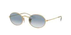 ray-ban rb3547n oval flat lens sunglasses, gold/clear gradient blue, 51 mm