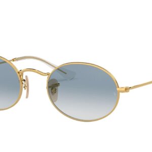 Ray-Ban RB3547N Oval Flat Lens Sunglasses, Gold/Clear Gradient Blue, 51 mm