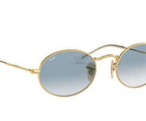 Ray-Ban RB3547N Oval Flat Lens Sunglasses, Gold/Clear Gradient Blue, 51 mm