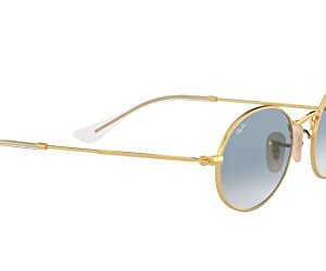 Ray-Ban RB3547N Oval Flat Lens Sunglasses, Gold/Clear Gradient Blue, 51 mm