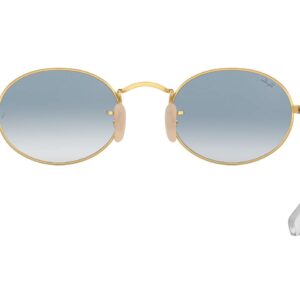 Ray-Ban RB3547N Oval Flat Lens Sunglasses, Gold/Clear Gradient Blue, 51 mm