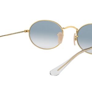 Ray-Ban RB3547N Oval Flat Lens Sunglasses, Gold/Clear Gradient Blue, 51 mm