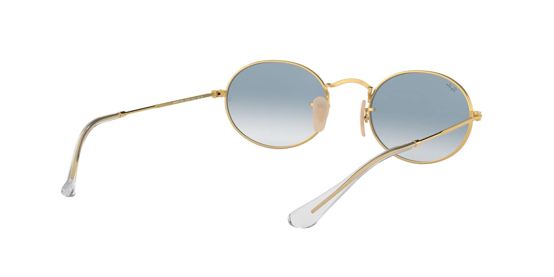 Ray-Ban RB3547N Oval Flat Lens Sunglasses, Gold/Clear Gradient Blue, 51 mm