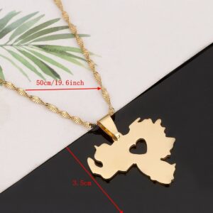 Huangshanshan Stainless Steel Venezuela Map Pendant Necklace Gold Color Jewelry Venezuelan Jewelry