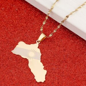 Kurdistan Region Map Pendant Necklaces Kurdish Flag Jewelry for Women