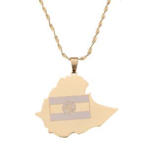 br gold jewelry ethiopian flag map of ethiopia pendant necklace for women african map chain