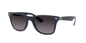 ray-ban rb4195 wayfarer liteforce square sunglasses, matte blue/light grey gradient dark grey, 52 mm