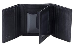 stealth mode leather trifold rfid wallet for men with flip out id holder