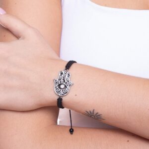 Controse Hamsa Hand Woven Bracelet (includes a 3mm clear crystal)