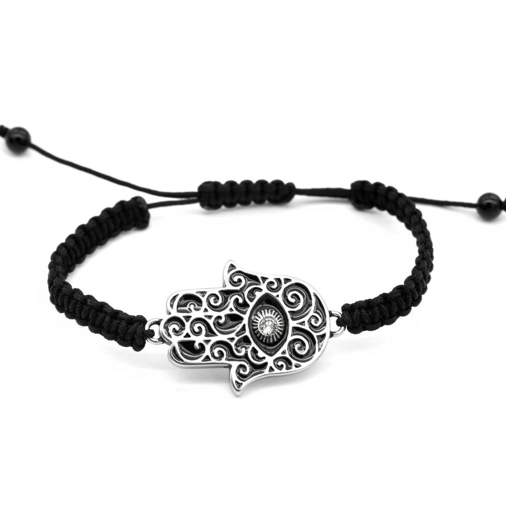 Controse Hamsa Hand Woven Bracelet (includes a 3mm clear crystal)