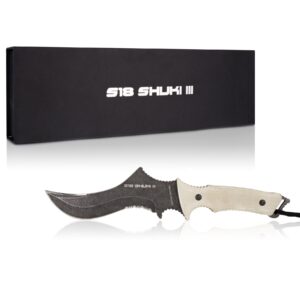 s.r.t. s18 premium fixed blade knife | stainless steel 6.5” curved blade with heavy-duty 600d polyester sheath | perfect for tactical defense, hunting, camping, and survival