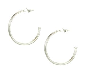 sheila fajl everybody's favorite petite 1.5 inch tubular lightweight hoop earrings in brushed silver plated