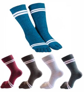 mwmart toe socks 5 pack women men cotton socks crew five finger socks running athletic for men women