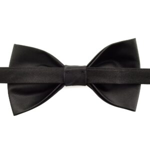 100% Satin Silk Mens Pre-tied Bowtie Solid Bow Ties-Animal Series (black cat black)