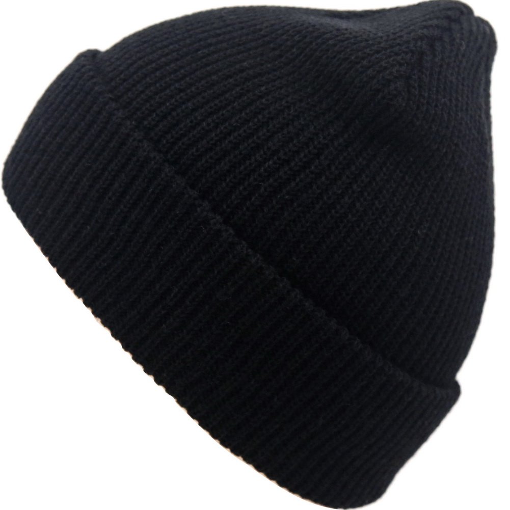 Paladoo Beanie Hat Knit Ski Cap Fisherman Beanie for Men Women (Black)