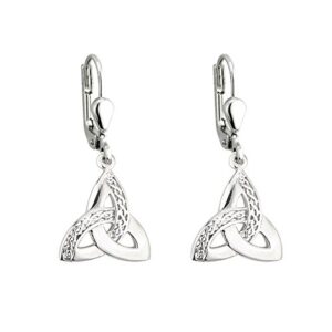 biddy murphy, irish trinity earrings for women, genuine celtic 925 sterling silver jewelry, made in ireland, crafted in co. dublin, by artisan jewelers