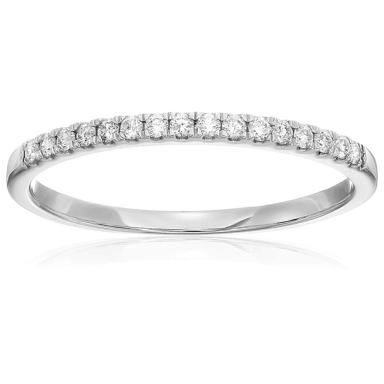 Vir Jewels 1/5 carat (ctw) Diamond Wedding Anniversary Band for Women, Half Eternity Round Diamond Engagement Ring 14K White Gold Prong Set 0.20 cttw, Size 6