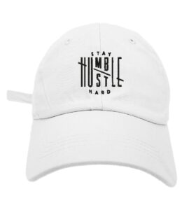 themonsta humble stay hard logo style dad hat washed cotton polo baseball cap (white)