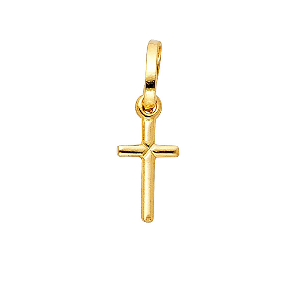 14K Yellow Gold Tiny Cross Pendant - High Polished Finish - Religious Charm Pendant - Fine Jewelry for Men & Women - Ideal Gift for Birthday, Easter, Christmas & All Occasions, 13 x 8 mm, 0.5 grams