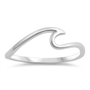 wave sea ocean thin swirl thumb ring new .925 sterling silver band size 10