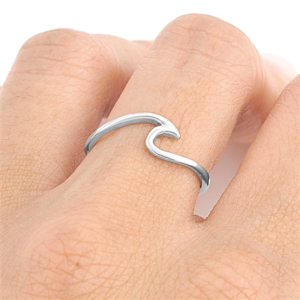 Wave Sea Ocean Thin Swirl Thumb Ring New .925 Sterling Silver Band Size 10