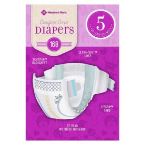 Member's Mark Comfort Care Baby Diapers Size 5-168 Count (27+lbs.)