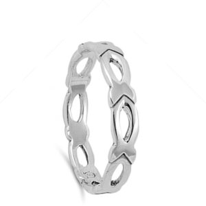 High Polish Christian Fish Loop Stackable Ring Sterling Silver Band Size 7