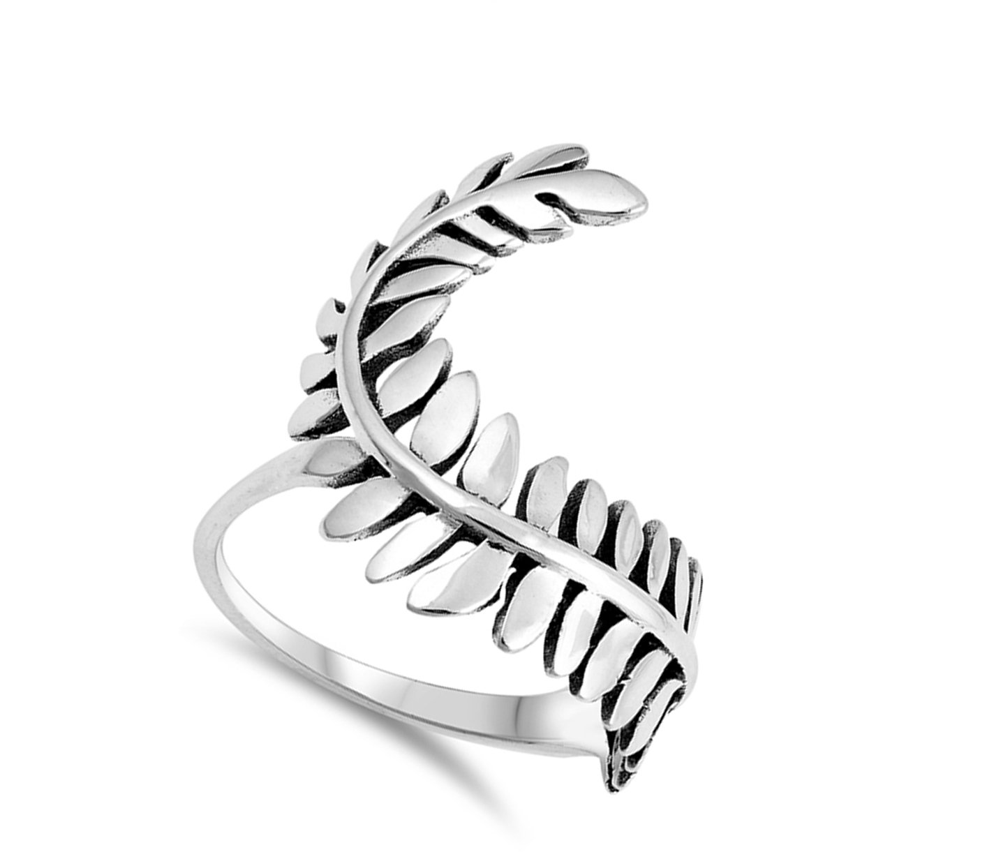 Leaf Fern Plant Vine Simple Nature Ring New .925 Sterling Silver Band Size 9